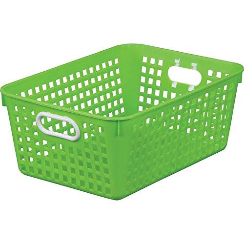 Really Good Stuff - 666014 Plastic Storage Baskets for Classroom or Home Use β Stackable Mesh Plastic Baskets with Grip Handles β Bright Neon Colors β 13" x 10" (Set of 6)