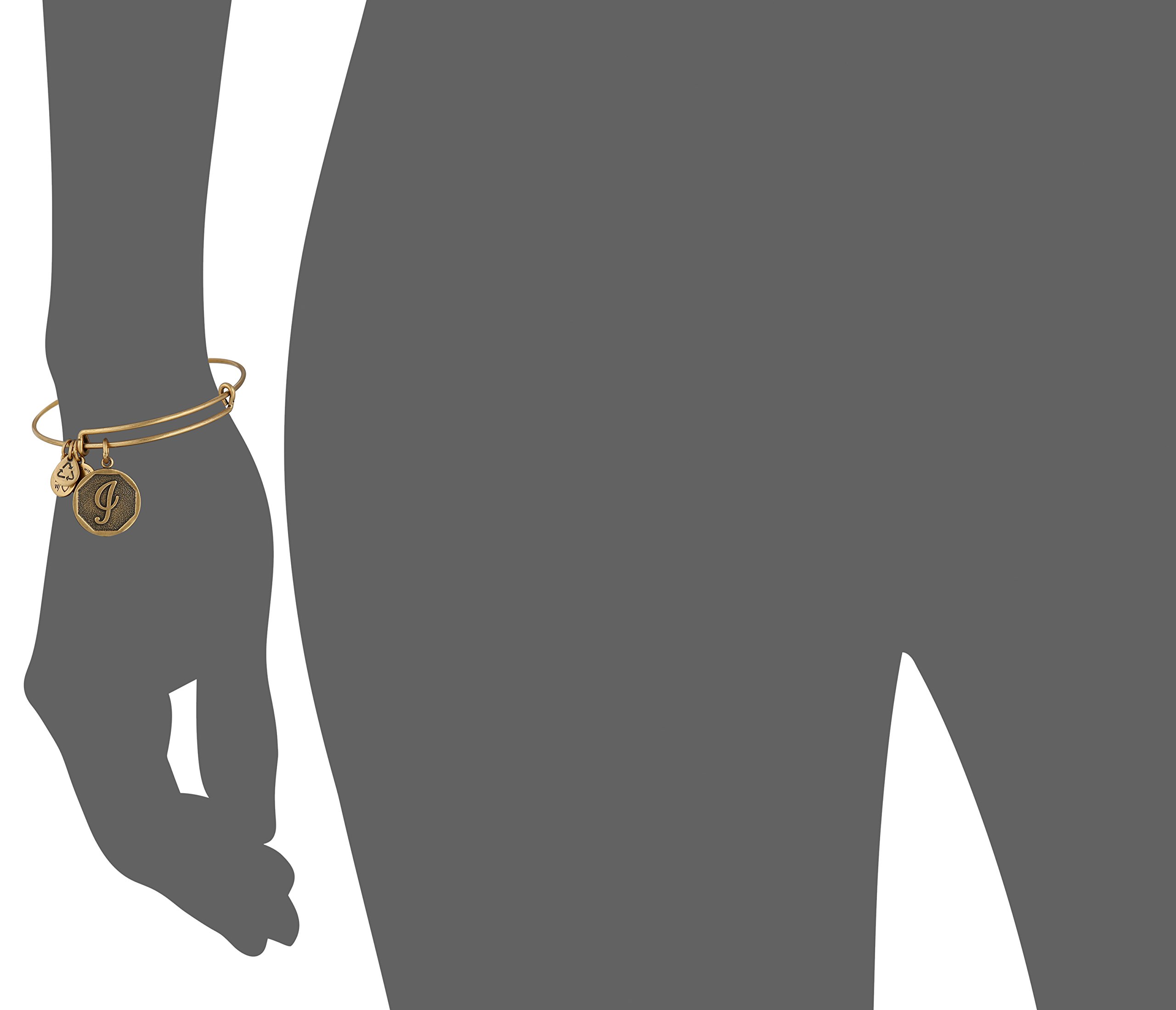 Alex and Ani Rafaelian Silver-Tone Initial "I" Expandable Wire Bangle Bracelet, 2.5"