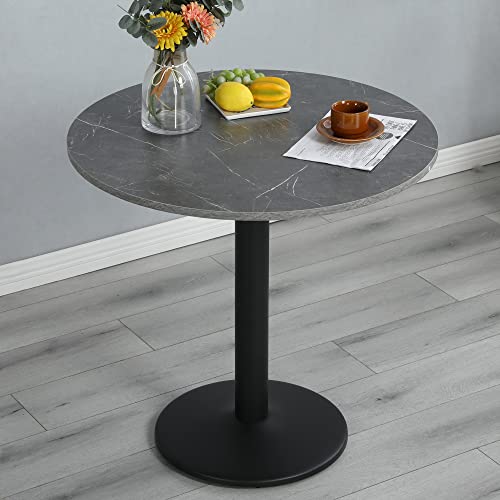 Deehansh 31.5 inch Round Dining Table Faux Marble Top Multifunctional Table Coffee Table Kitchen Bar Patio Modern Living Room Metal Base
