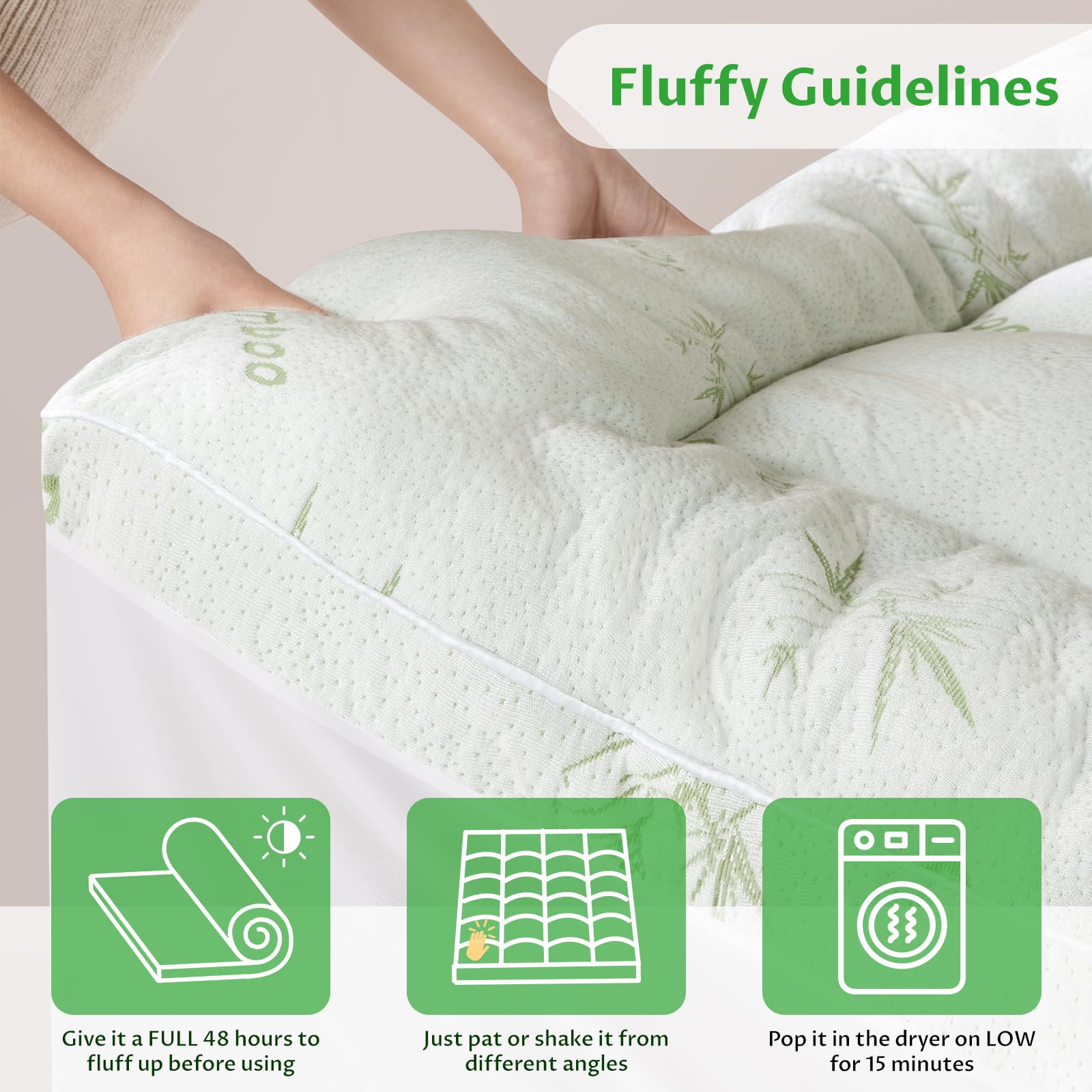 Baauye Bambu Breathable Mattress Topper(Queen,60"x80")