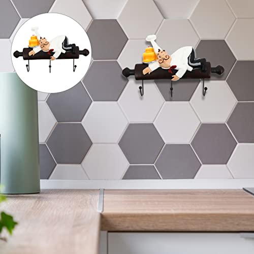 Chef Wall Hanger Fat Chef Wall Hooks Bakery Decorative Chef with Cake Figurine Wall Keys Aprons Utilities Hook Chef Wall Art for Kitchen Wall Decoration