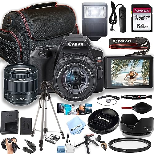 Canon EOS Rebel SL3 DSLR Camera w/EF-S 18-55mm F/4-5.6 STM Zoom Lens + 64GB Memory, Case, Tripod, Flash, Remote, and More (32pc Bundle)
