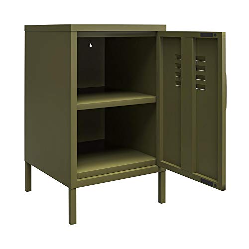REALROOMS Shadwick 1 Door Metal Locker Style Livingroom End Table, Olive Green