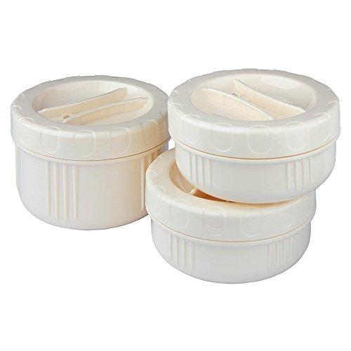 Isosteel Vacuum Food 1.5 L, Dishwasher Proof, 18/8 Stainless Steel, Plus 3 Plastic containers-Suitable for Micro Wave, Titanium Gray, , Grey