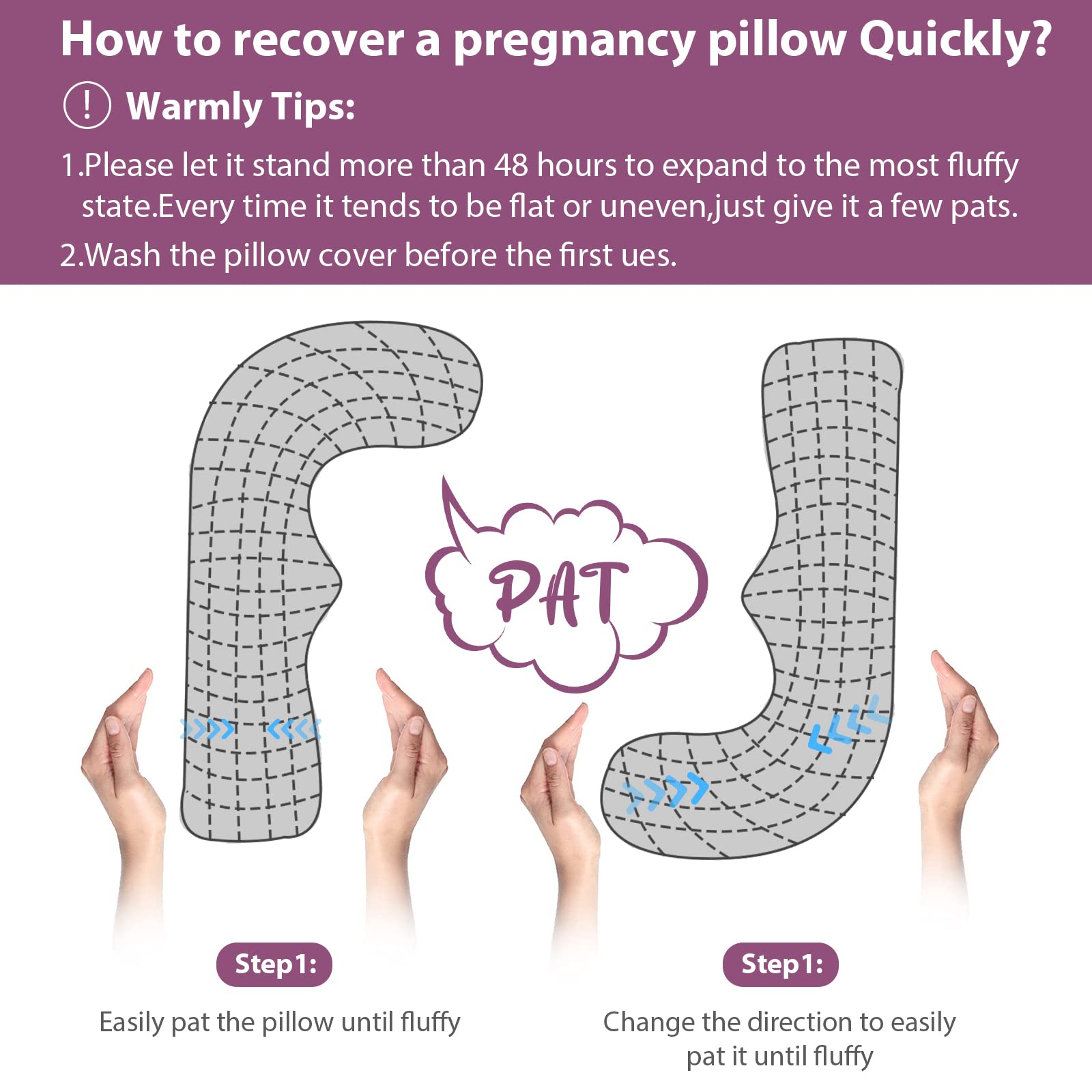 BATTOP Pregnancy Pillows for Sleeping,Maternity Body Pillow with Washable Cover,New Mom Gifts for Women,Support for Back,HIPS,Legs,Belly for Pregnant Women(Dark Purple)