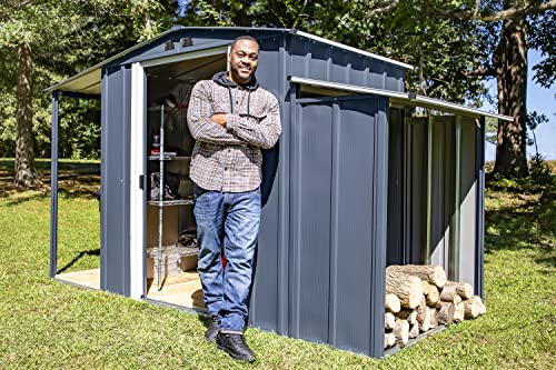 Arrow Sheds 10' x 5' Galvanized Steel 3-in-1 Pad-Lockable Outdoor Utility Storage Shed, Anthracite