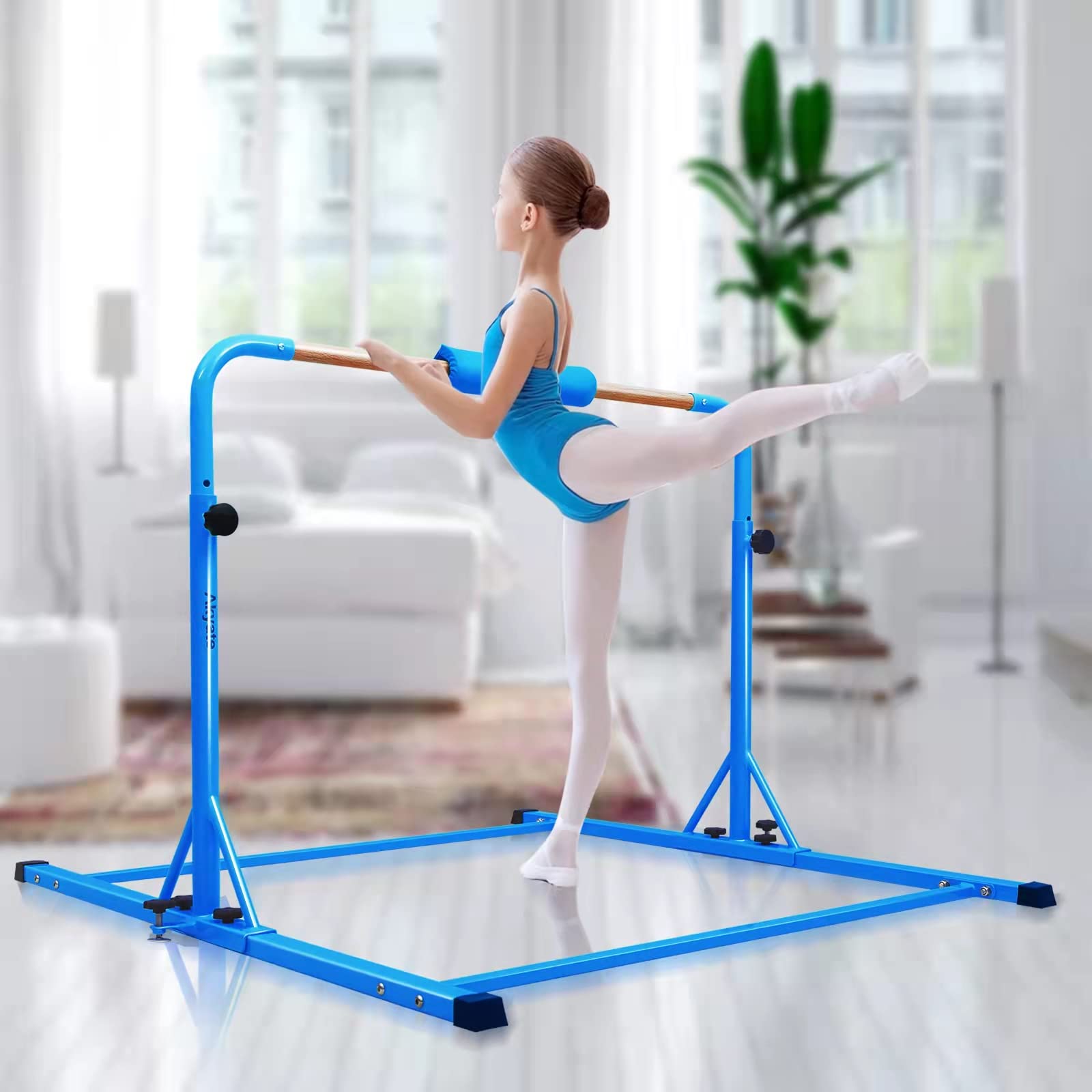 Akyate Gymnastics Bar, Expandable Gymnastics Kip Bar, Kip Training Bar for Home, Gymnastic Horizontal Bars (Blue)