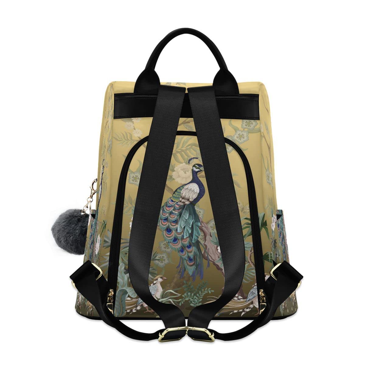ALAZA Peacock Peonies Women Backpack Anti Theft Back Pack Shoulder Fashion Bag Purse