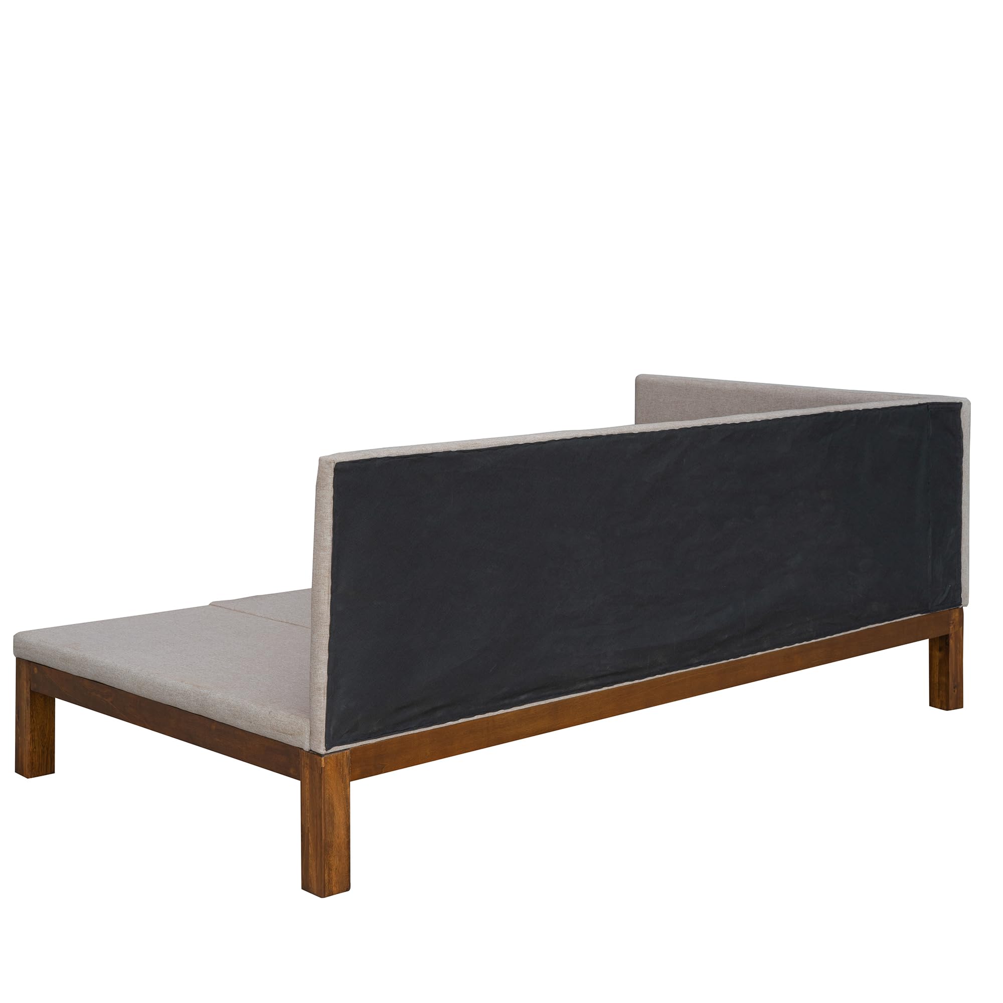 Upholstered Daybed/Sofa Bed Frame/Wood Floor Bed with Linen Cover Mattress/Futon Sleeper Beds, Twin Size, Beige