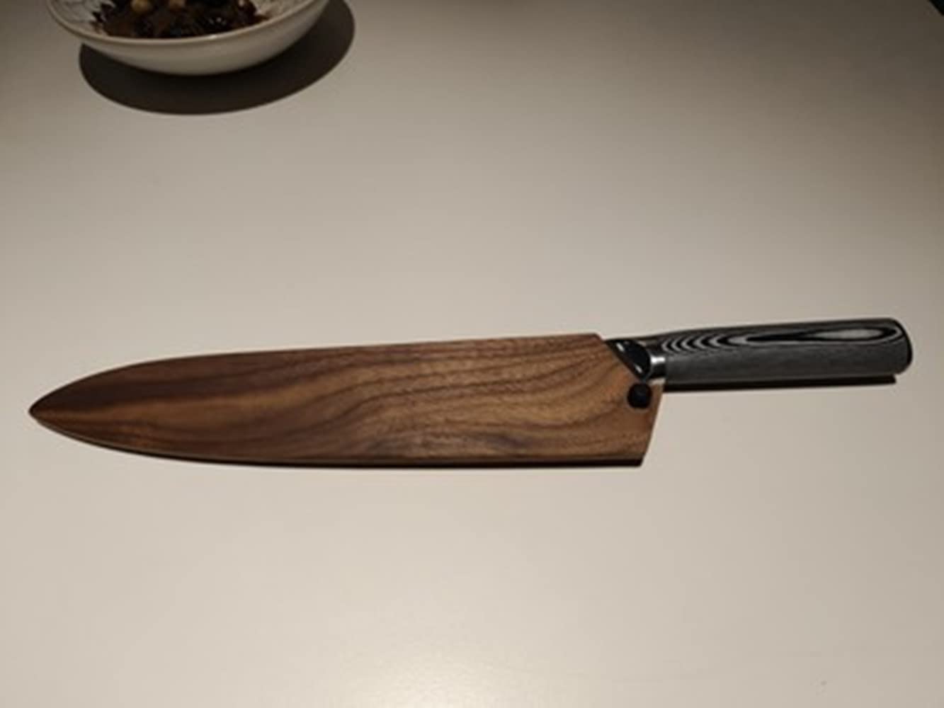 Aibote Handmade Natural Black Walnut Wood Japanese Gyuto Chef Knives Sheath Magnetic Knife Case Holder Protector Wooden Cover (A,8 inch)