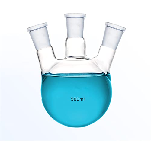 Deschem 500ml,3-Neck,24/40,Round Bottom Glass Flask,Three Necks Lab Bottle