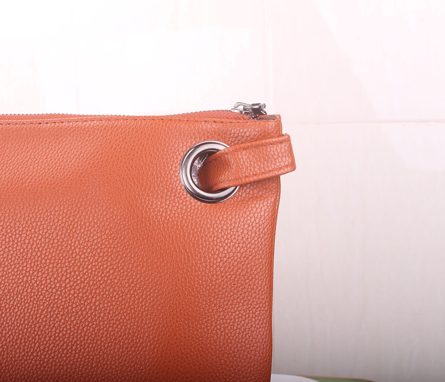 Aladin Oversized Clutch Bag Purse, Womens Large leather Evening Wristlet Handbag (Brown)