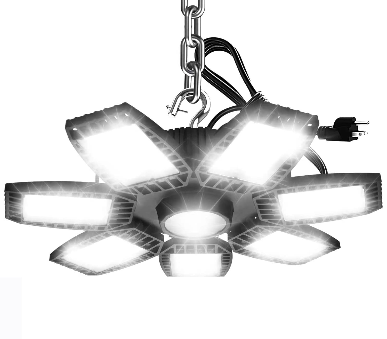 CODAFUL High Bay Light Led UFO Lights350W 49000LM (Eqv. to 1500W HPS/MH) with US Plug 5ft Cable 85-277V, IP65 Warehouse Residential, Barn, Factory, Workshop Shop Lighting (Black, 120W)