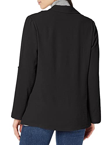 Adrianna Papell Women's Roll Sleeve One Button Blazer, Black, S