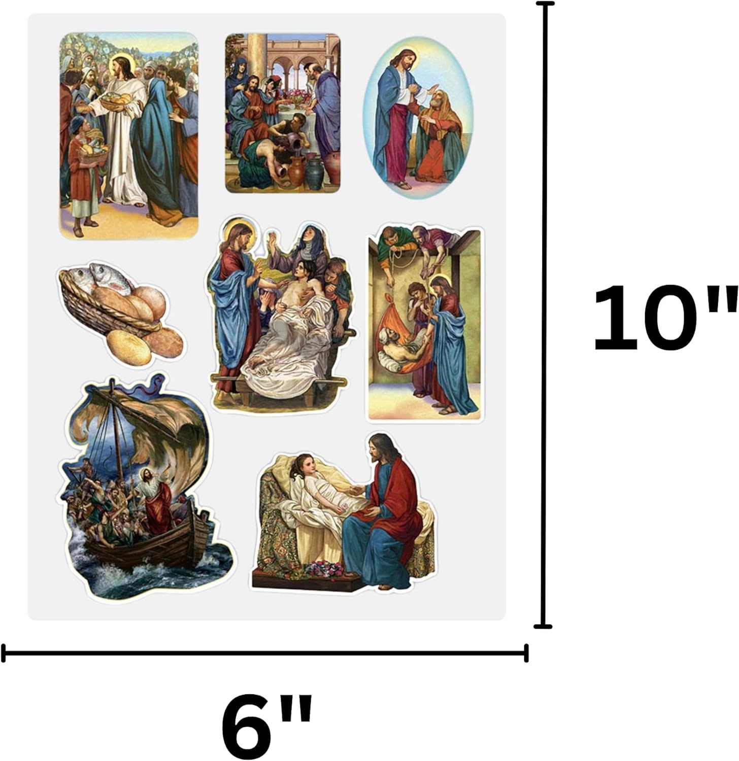 Our Miracle of Jesus Catholic Sticker Sheet, Novelty Religious Inspirational Stickers for Sunday Schools, Scrapbooking, Journaling, Pack of 2