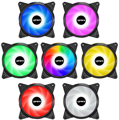 upHere 5V 6-Pack 120mm Silent PWM Intelligent Control 5V Addressable RGB Fan Motherboard Sync, Adjustable Colorful Fans with Controller T7SYC7-6