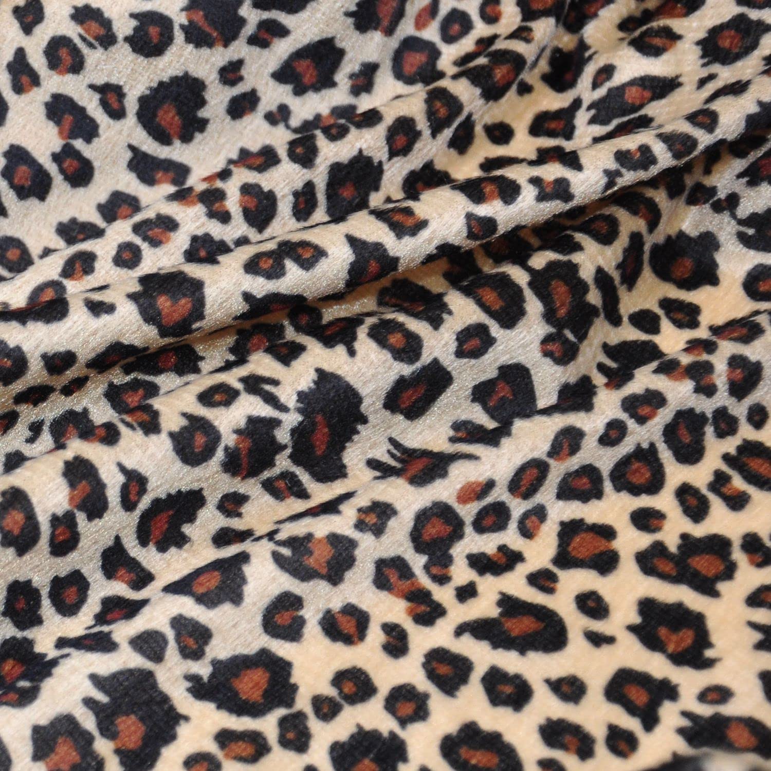 Yutone 59" Wide Leopard Print Velboa Short Fur Pile Upholstery Drapery Clothing Polyester Fabric by The Yard (Leopard one Yard)