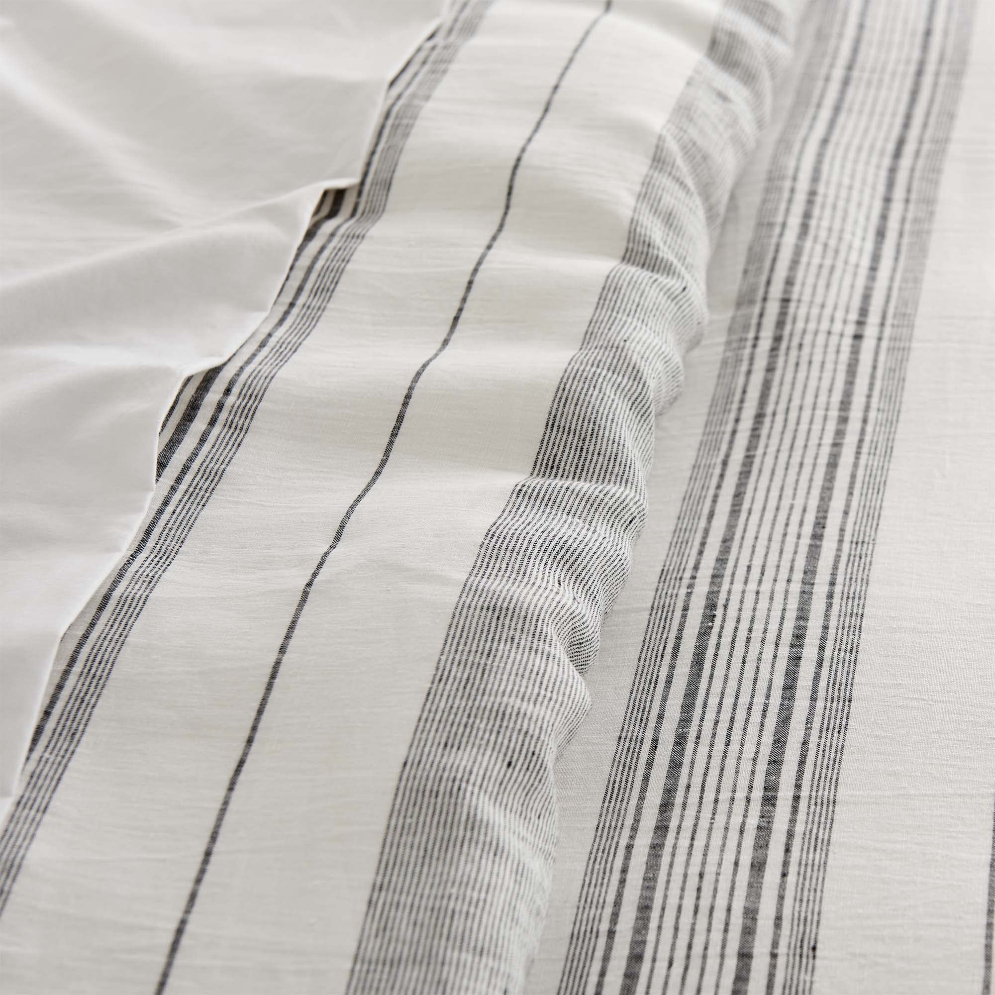 Levtex Home - Monroe Stripe Duvet Cover Set - Full/Queen Duvet Cover (90 x 94in.) + Two Standard Pillow Cases (26 x 20in.) - Grey, White, and Charcoal - Striped - Cotton