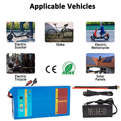 Cao MM 48v Battery, 10Ah/ 14AH/ 20AH Ebike Battery for 200-1200W Electric Bike Bicycle, Scooter and Other Motor