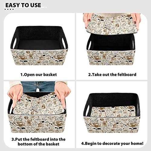 Coffee Storage Basket Felt Storage Bin Collapsible Felt Storage Cloth Baskets Containers Organizer for Clothes Towels Magazine