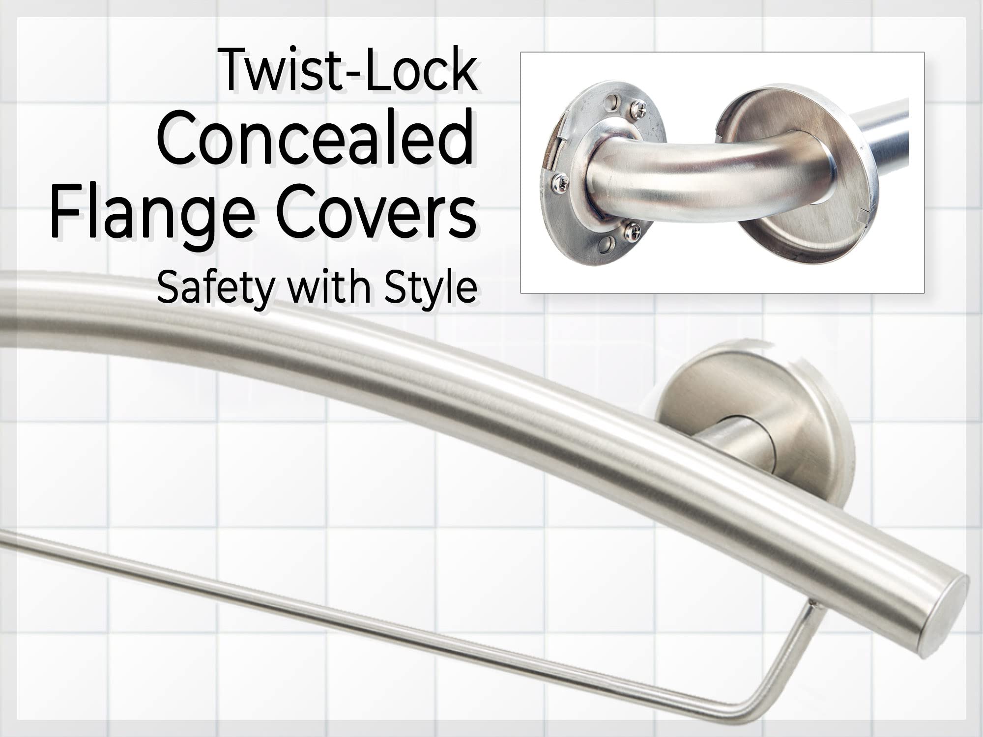 Curved Grab Bar and Towel Rack for Bathroom Shower Kitchen/304 Stainless Steel/Brush Finish/ 24"x 5"