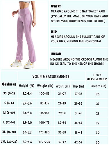 CADMUS High Waist Leggings for Women Naked Feeling Buttery Soft Bootcut Yoga Pants 2 Side Pockets, 39#, PaleVioletRed, M