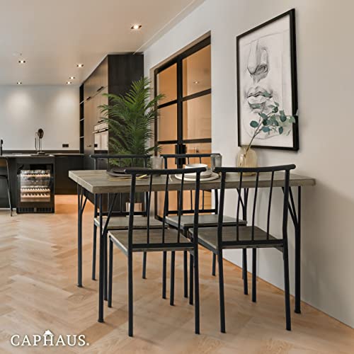 CAPHAUS 5 Pieces Dining Table & Chairs Set for 4, Space-Saving Rectangle Table w/Four Chairs for Kitchen, Dining Room, Breakfast Nook, Dinette, Modern Design Set, Brown Oak