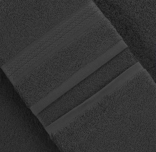 REGAL RUBY Quick-Dry 4 Pieces Grey Hand Towels Highly Absorbent 100% Turkish Cotton - Perfect Lightweight Towel for Bathroom, Kitchen, Guests, Pool, Gym, Camp, Travel, College Dorm, Shower