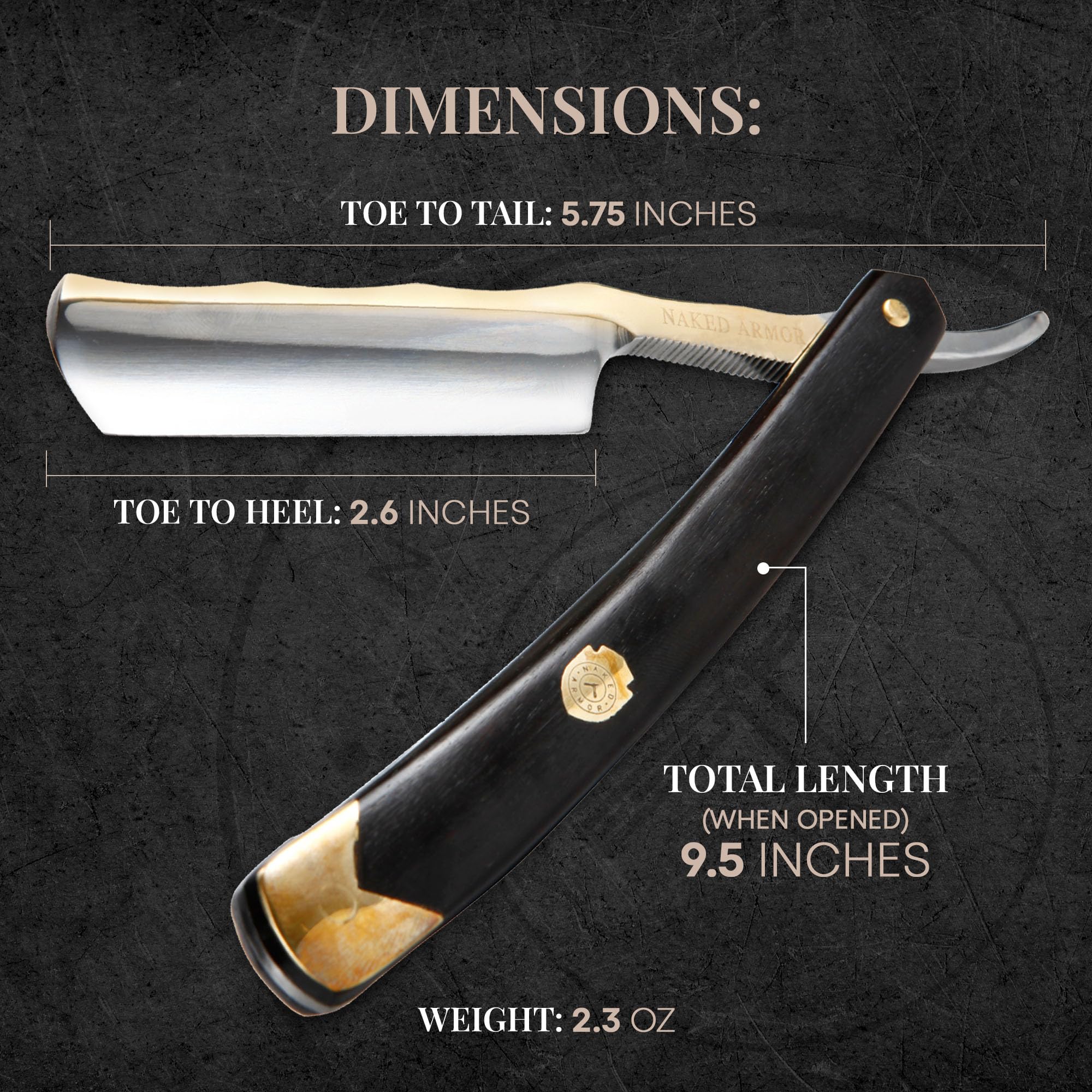 Gold Straight Razor Kit - Shave Ready Straight Razor, Stainless Steel Straight Edge Razor, Ebony Straight Razor For Men, Brush, Soap, Strop, Complete Gold Straight Razor Shaving Kit, Great Gift