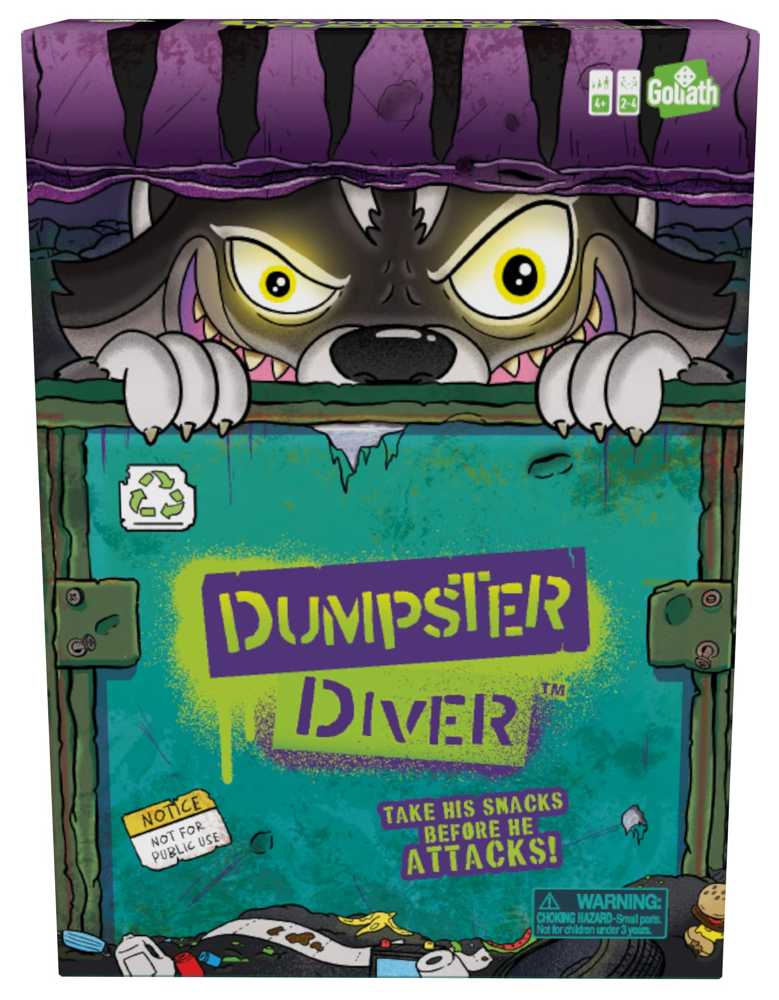 Goliath Dumpster Diver Game - Take Raccoon's Snacks Before His Paw Jumps Out to Defend His Goodies - No Reading Required - Ages 4 and Up, 2-4 Players