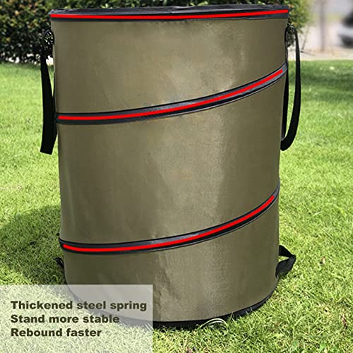 Collapsible Trash Can, 30 Gallon Large Collapsible Pop Up Recycling Leaf Bag Reusable Camping Trash Can with Handles, Waterproof and Tear Resistance, for Camping, Laundry, Storage, Garden (Green)