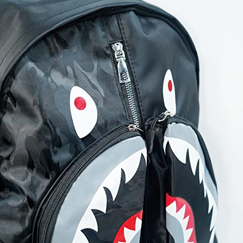 FJyuanqi School & Travel Backpack Laptop Backpack for Boys & Girls with Adjustable Strap Casual Daypack Hiking Bag 15 Inch - (Black Shark)