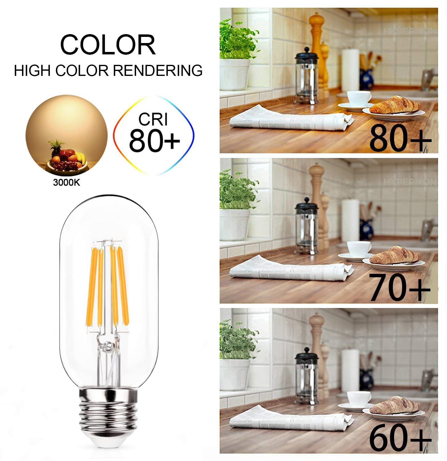 NOTOC E26 LED Light Bulb 4W,Equivalent 40W,E26 Tubular Light Bulb Non Dimmable 2700K Warm White,Antique Clear Edison Filament Bulb,Pack of 6
