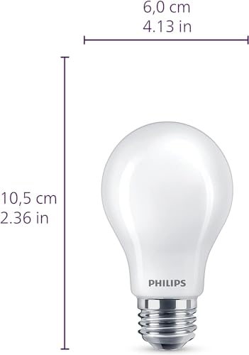 PHILIPS LED Frosted Flicker-Free Dimmable A19 Ultra Definition Light Bulb, EyeComfort Technology, 800 Lumen, Daylight (5000K), 8W=60W, E26 Base, Title 20 Certified