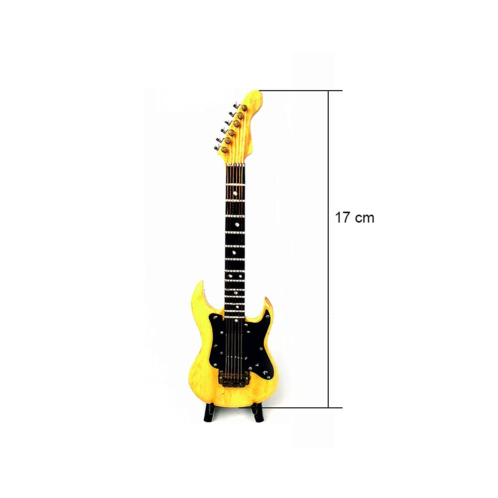 ALANO 17cm Yelloe Mini Electric Guitar Model Musical Instrument Ornaments Mini Guitar Model Home Decoration (GE21/23A-17)