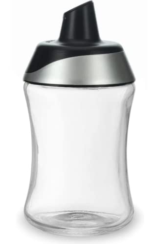 J&M DESIGN Sugar Dispenser w/Pour Spout For Coffee Bar Accessories, Tea Organizer Station Essentials, Coffee Gifts & Kitchen Baking w/Easy Spoon Pouring Shaker Lid - 7.5oz Glass Jar Container Bowl