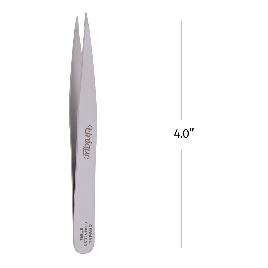 Tweezers - Eyebrow Offset Ultra Fine Point Tweezer - Pointed Tip, German Stainless Steel, Hair Removal, Facial - By The Unique Edge