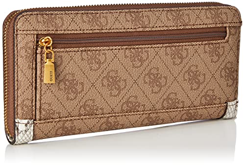 GUESS womens Zadie Logo Large Zip Around Wallet, Latte Logo Python, one size US