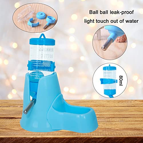 Hamster Automatic Feeder Dispenser for Small Animal Rhamster Ferret Bunny Rabbit Pig Hedgehog Bird Feed Pets, Mini Auto Food Feeding Cage Water Bowl for Vacation(1pcs Feeder+1pcs Water Bowl(Blue)