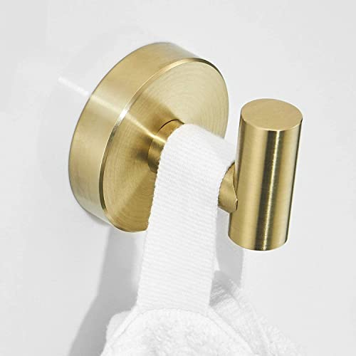 Beelee Gold Towel Hooks for Bathroom 4-Pack Wall Hooks Robe Hooks Brushed Gold Clothes Hooks in SUS 304 Stainless Steel ,BA19507BG-4