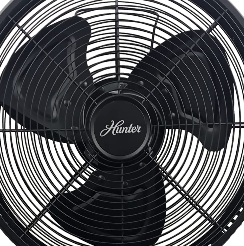 HUNTER 90646 Metal Tripod Fan, Adjustable Tilt, 3 Speeds, 12", Matte Black Finish