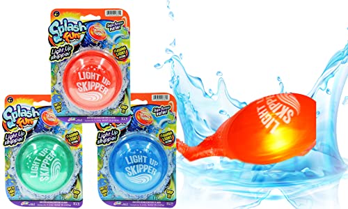 JA-RU Light Up Water Skipper Disc (3 Disc Toy) Water Hopper Bouncing Ball for Kids & Adult. Fun Summer Beach, Lake, & Swimming Pool Toys & Accessories. Outdoor Games. Easter Basket Stuffers. 862-3p