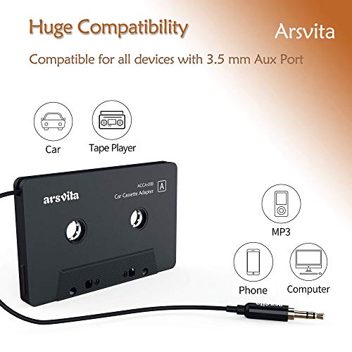 Car Audio aux Cassette Adapter and a Type C to 3.5mm Audio Aux Jack Adapter,Compatible for Google , Samsung , Xiaomi , Huawei All Type C Port Devices.