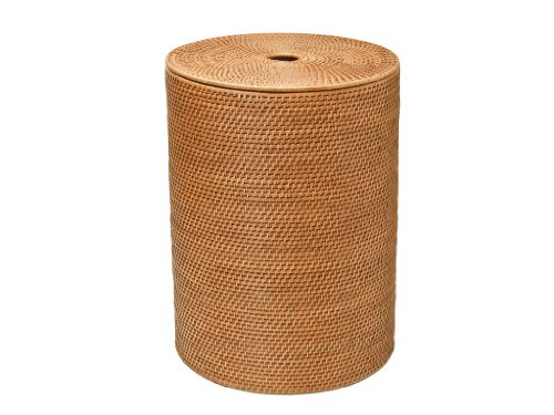 KOUBOO 1030001 Rattan Hamper with Cotton Liner, 18" x 18" x 22", Honey Brown
