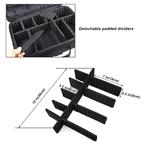 goldwheat Travel Makeup Case Beauty Cosmetic Bag Multifunctional Makeup Bag with Adjustable Shoulder Strap