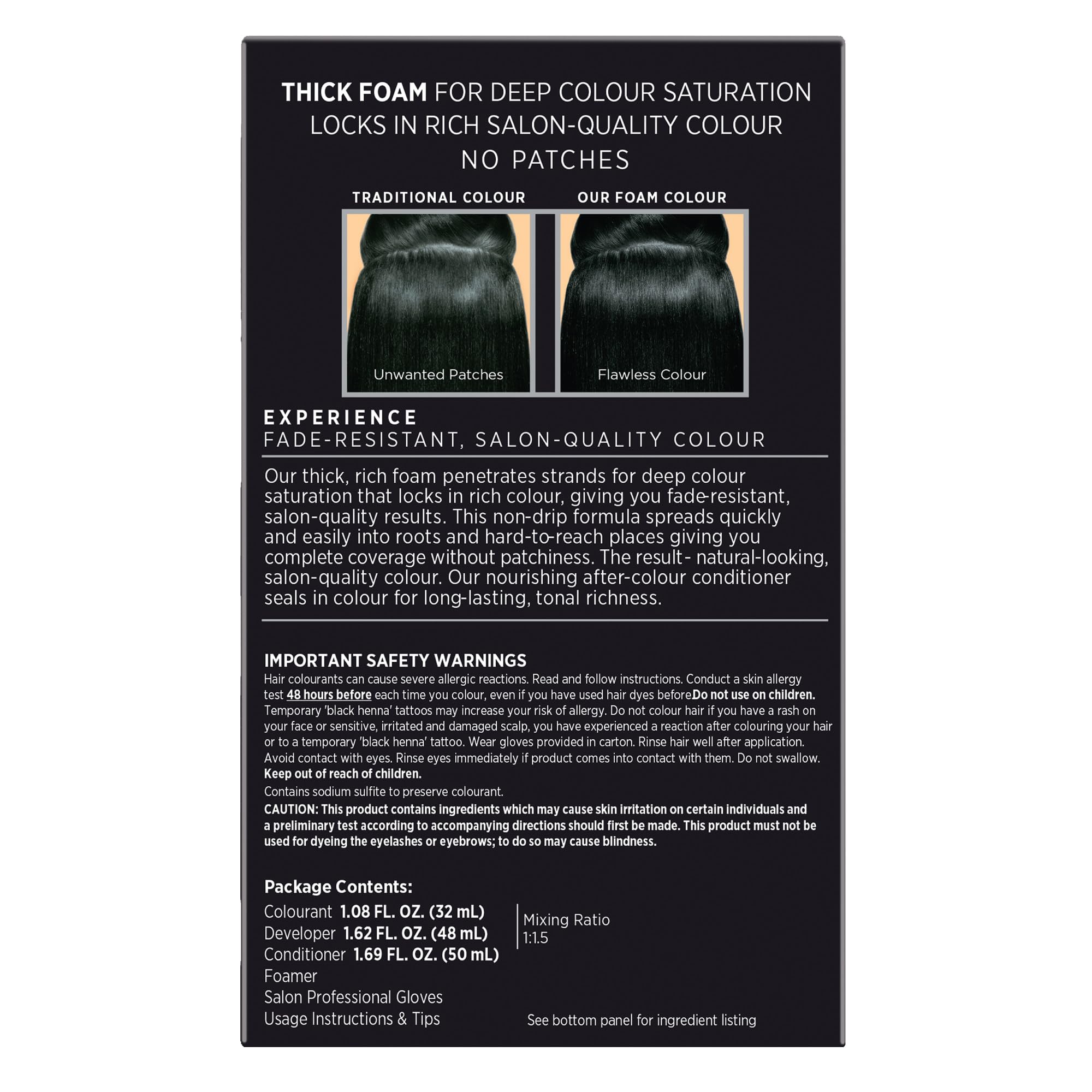 John Frieda Precision Foam Colour, Blue Black 2A, Full-coverage Hair Color Kit, Anti-Fade Gray Coverage, Deep Color Saturation Hair Dye, 1 Application