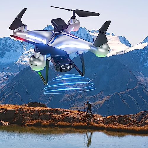 Drones with Camera for Adults, 4K Dual HD Camera with Carrying Case, WiFi FPV Live Video RC Aircraft Quadcopter, Optical Localization, Altitude Hold, 360° Flip, Headless Mode, Gift for Beginners #