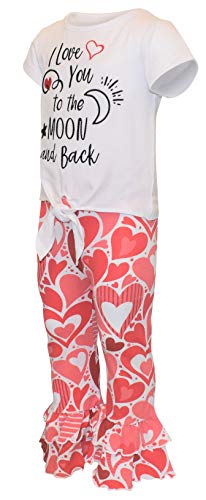 Unique Baby Girls Valentines Day Love You to the Moon 2pc Set (6, Moon)