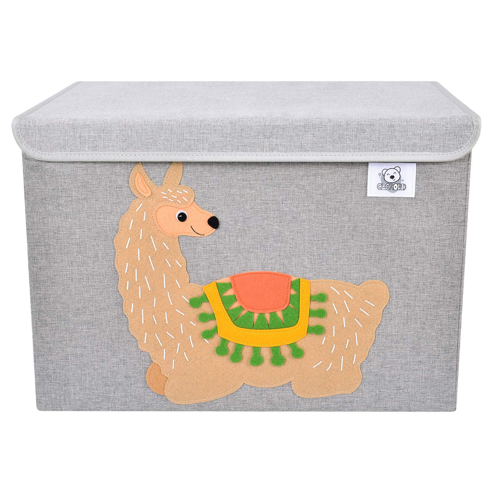 CLCROBD Foldable Large Kids Toy Chest with Flip-Top Lid, Collapsible Fabric Animal Toy Storage Organizer/Bin/Box/Basket/Trunk for Toddler, Children and Baby Nursery (Llama)