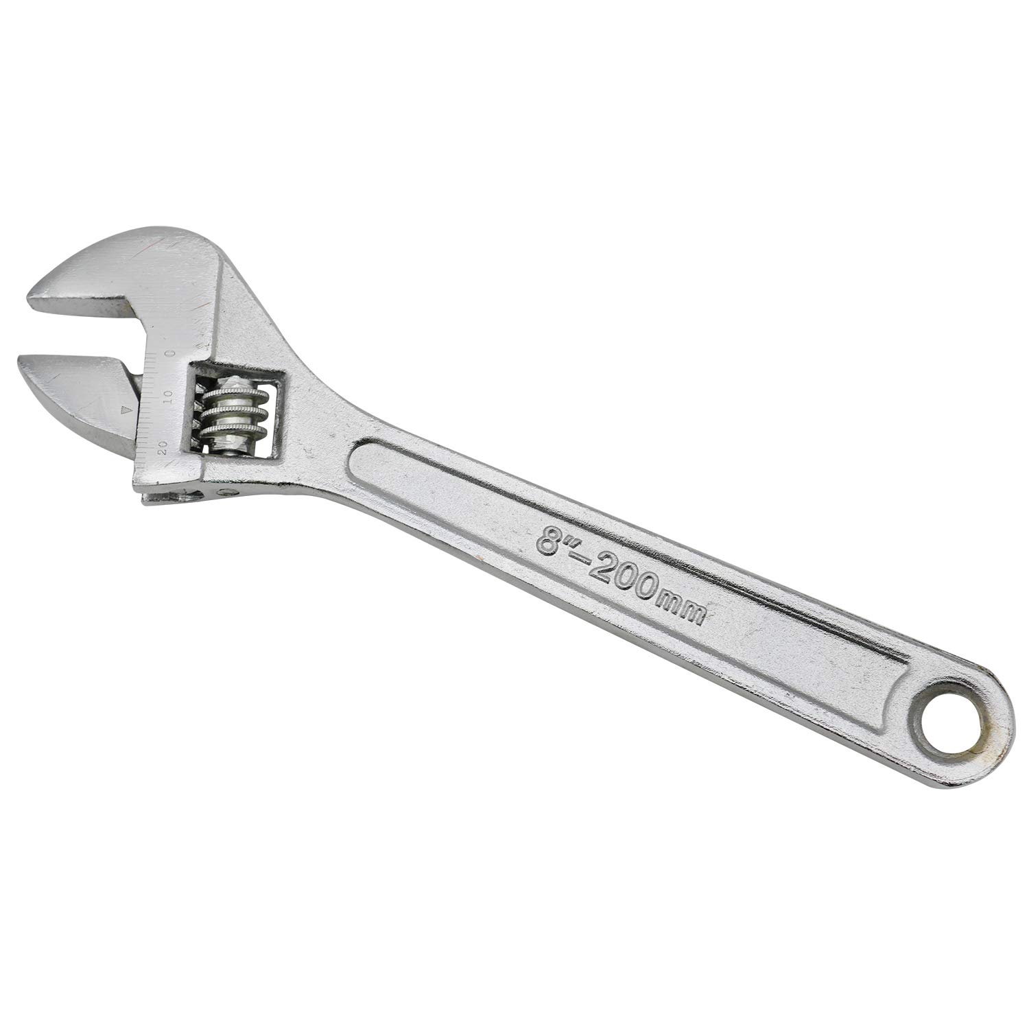 Casoter 18" Silver Adjustable Wrench 55mm Wide Milled Jaw Drop Forged Steel Heat Treated Chrome-plated Garage DIY Proto Tool for Men